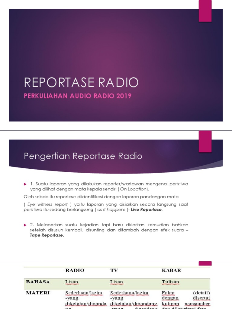 Pengertian dan Peran Reportase Radio | PDF