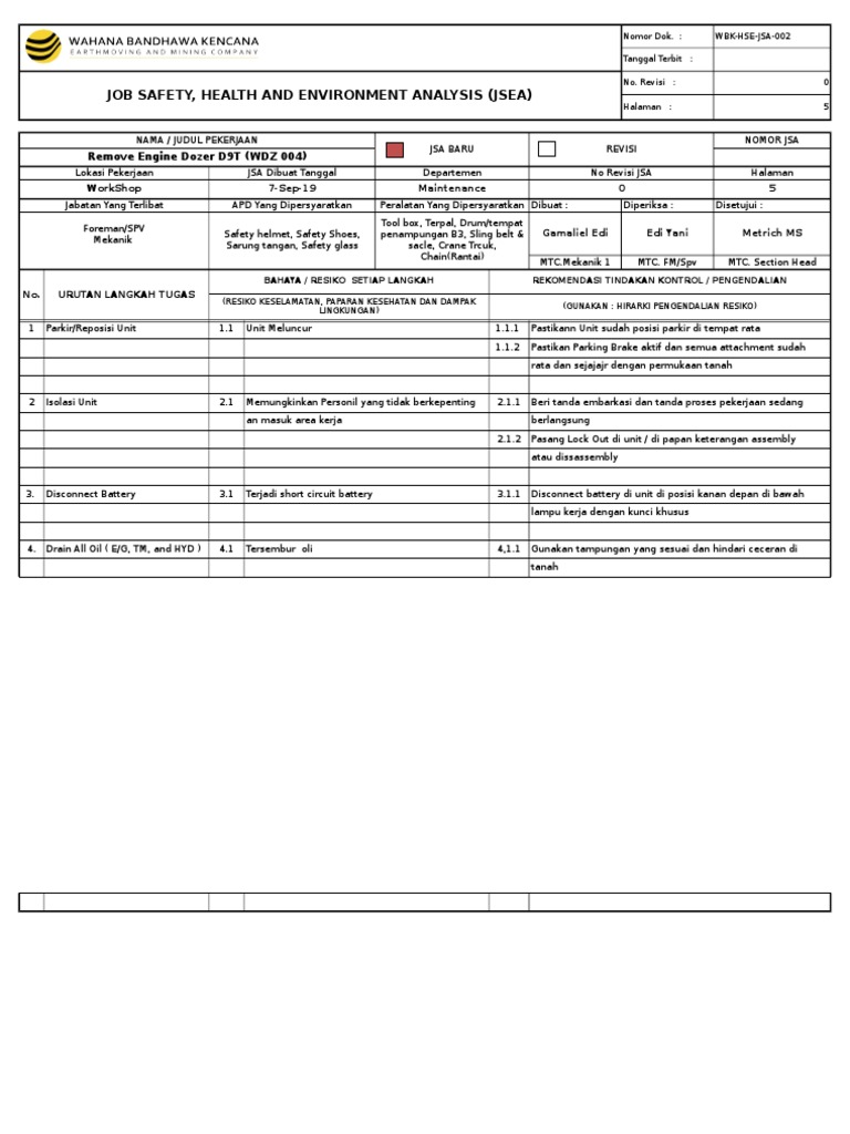 Jsa Remove Engine Dozer d9t | PDF