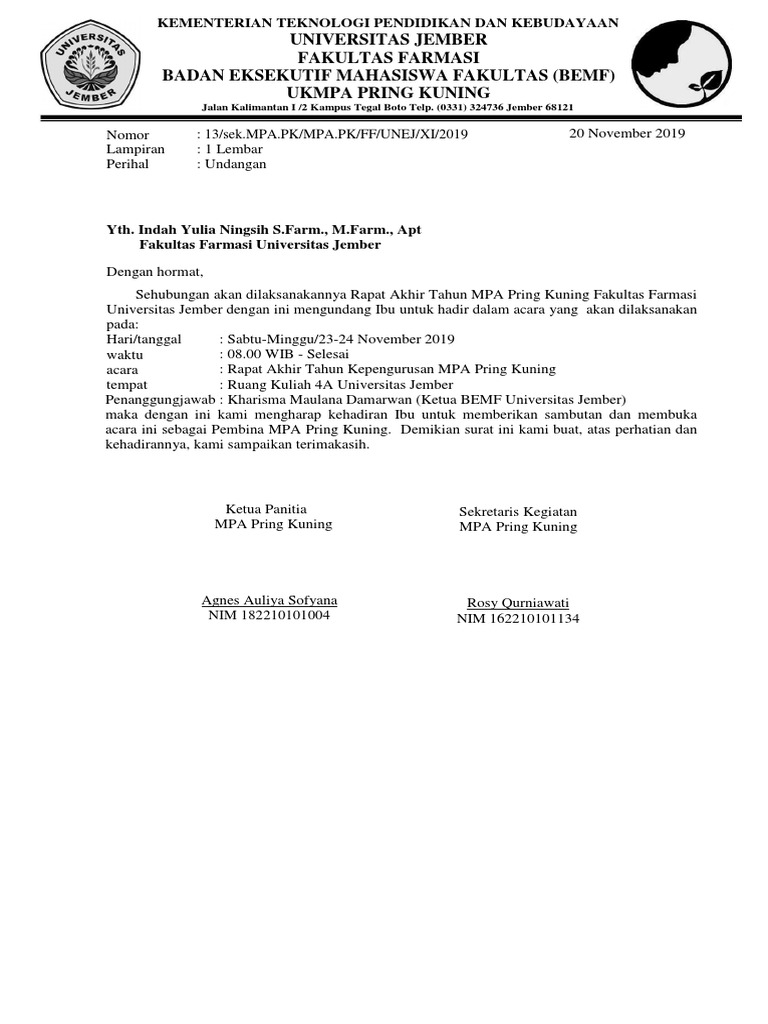 Surat Undangan RAT | PDF