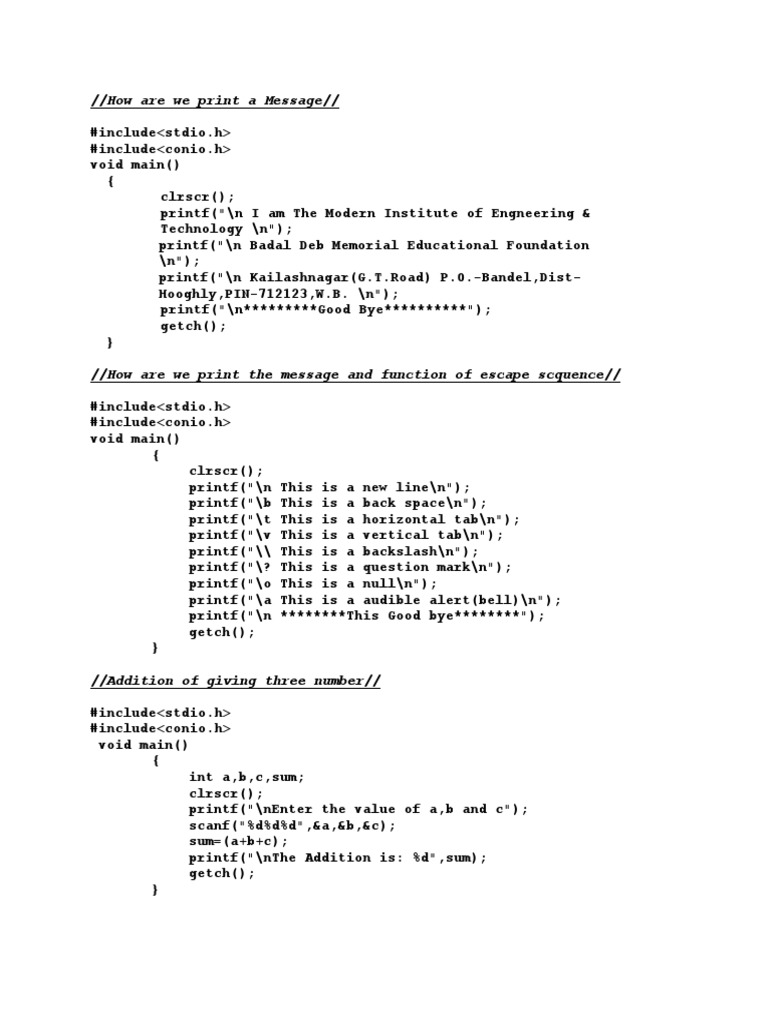 Program Ms C Programming | PDF | Fahrenheit | Area