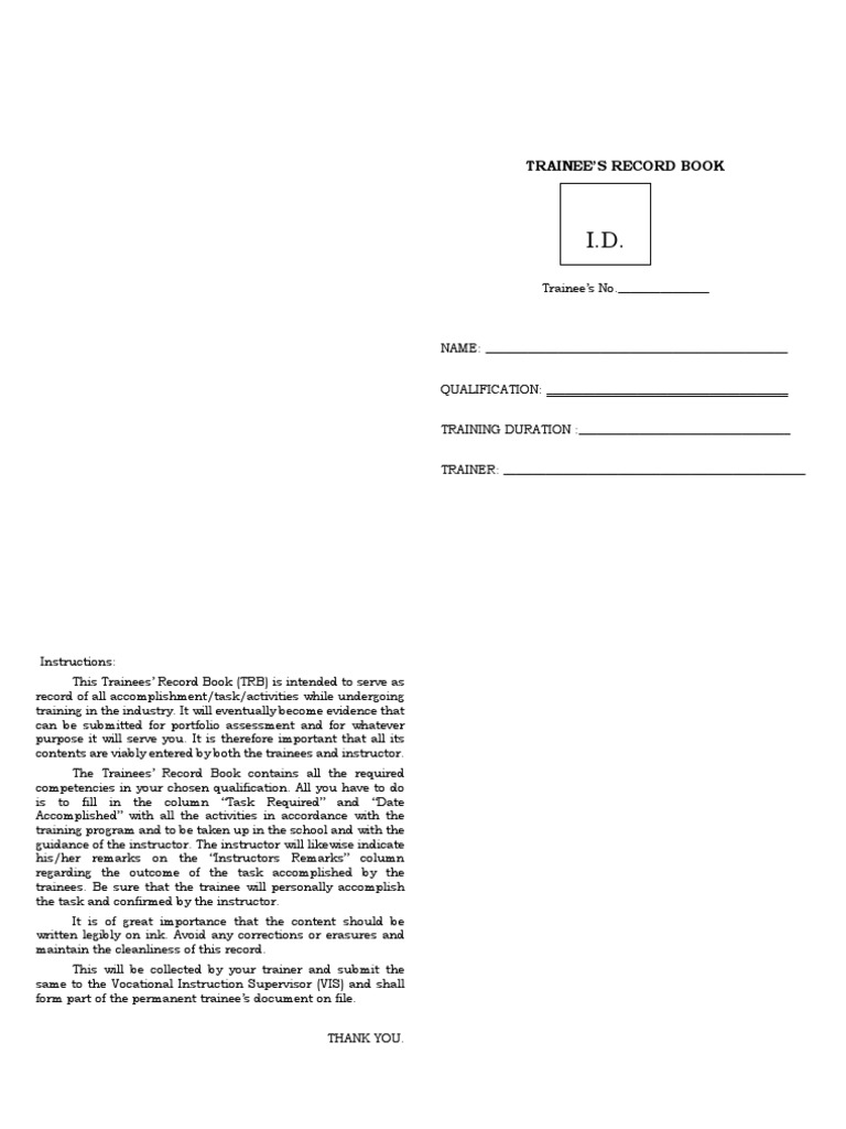 TM 1 TRB Requirements For The Trainees 1 | PDF | Educational Assessment ...