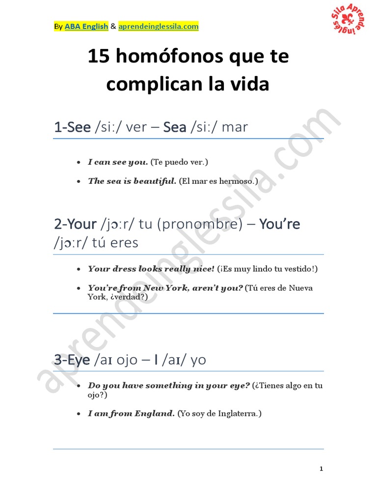 15 Homófonos en PDF | PDF | Alimentos