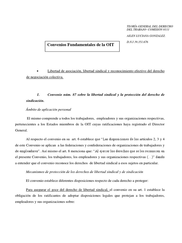 Convenios Fundamentales de La OIT | PDF | Salario | Sindicato