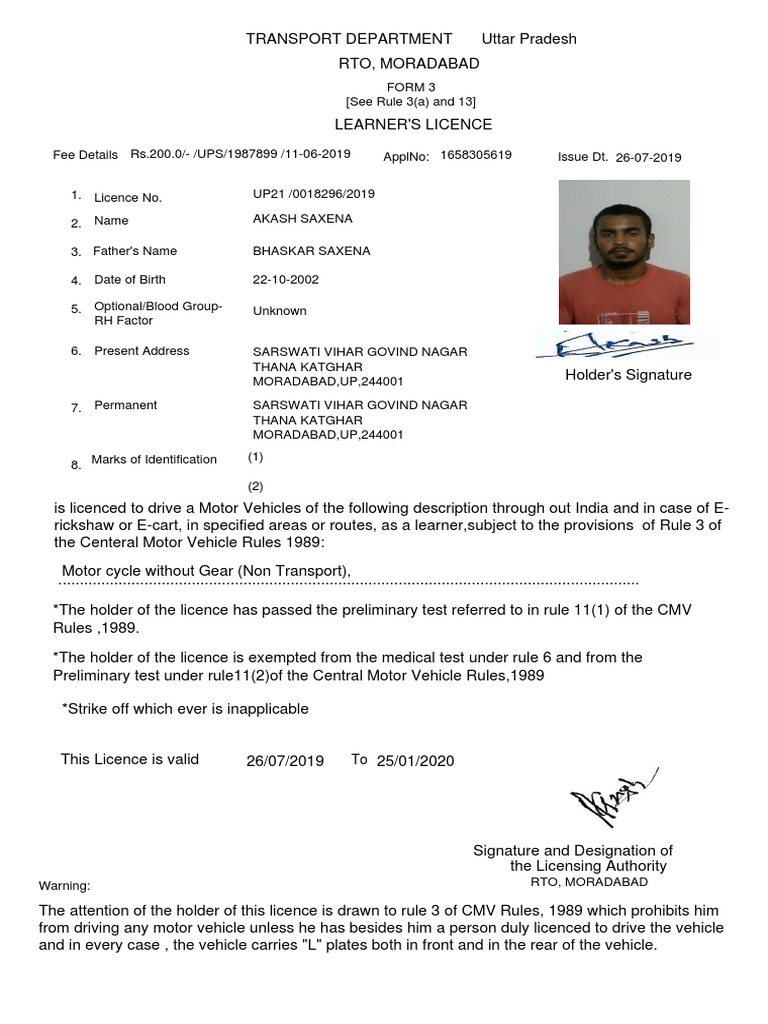 Driving Licence | PDF | Driver's License | Motor Vehicle