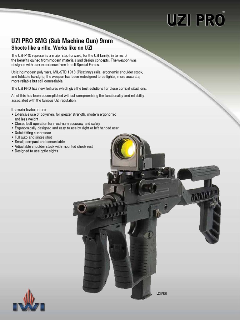 Iwi Uzi Pro SMG | PDF | Firearms | Gun Barrel