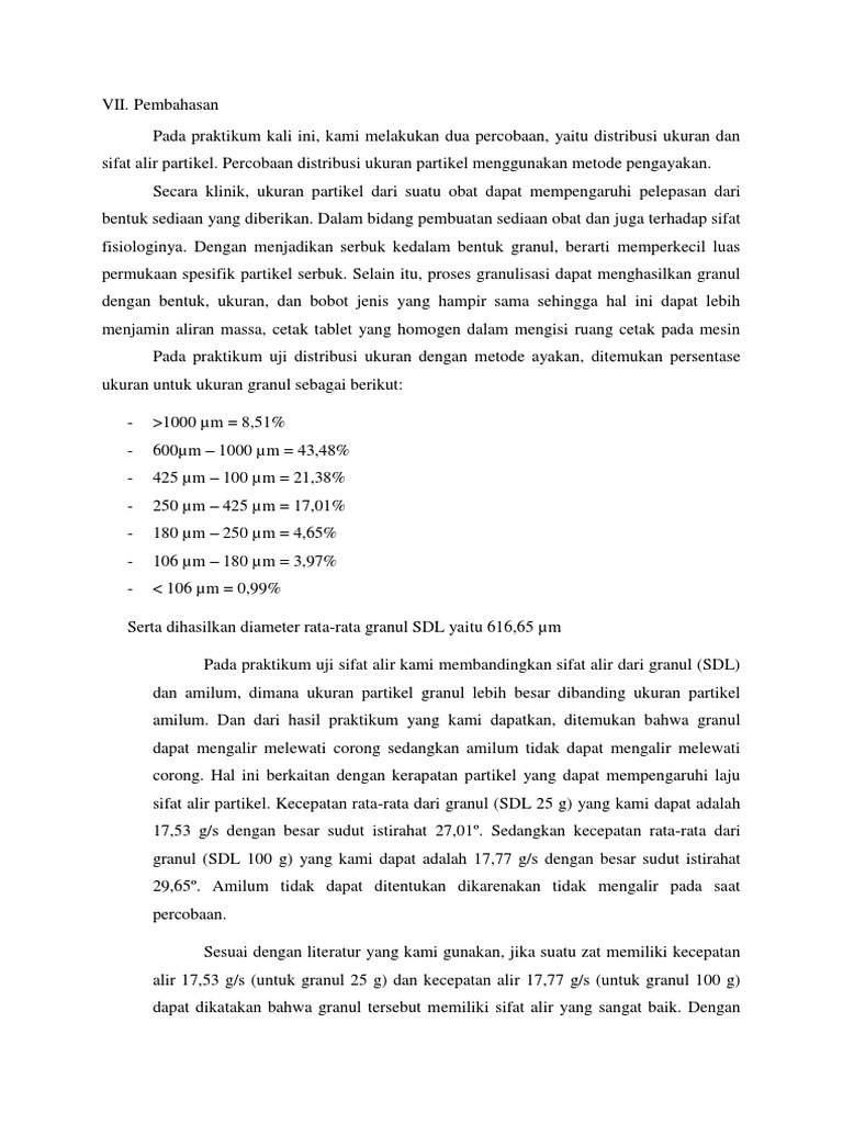 ANALISIS SIFAT ALIR DAN DISTRIBUSI UKURAN PARTIKEL GRANUL SERBUK LIDI ...