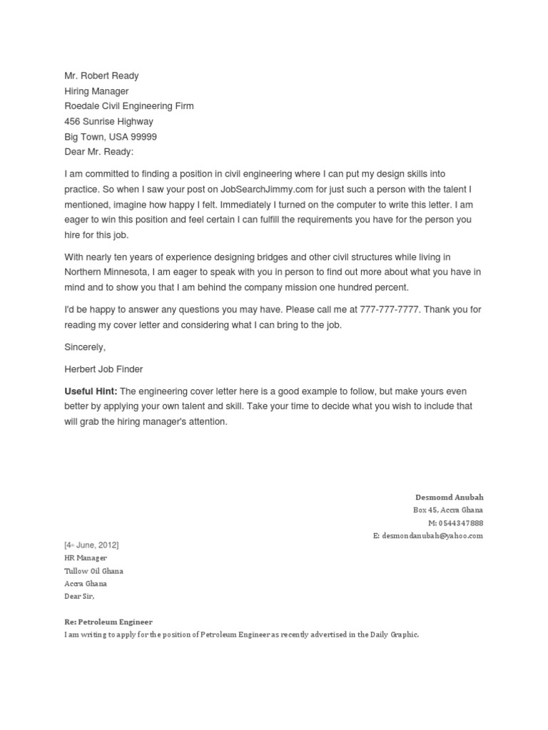 Contoh Cover Letter | PDF | Ghana | Engineering
