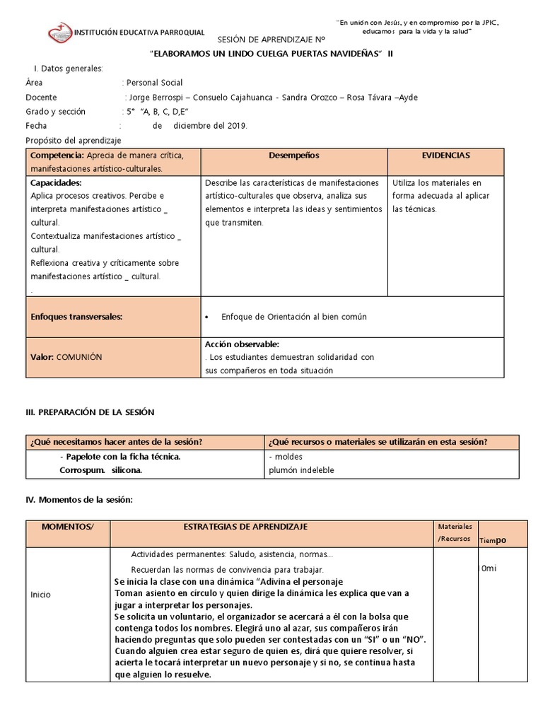 Sesión de Aprendizaje n8 | PDF | Aprendizaje | Enseñando