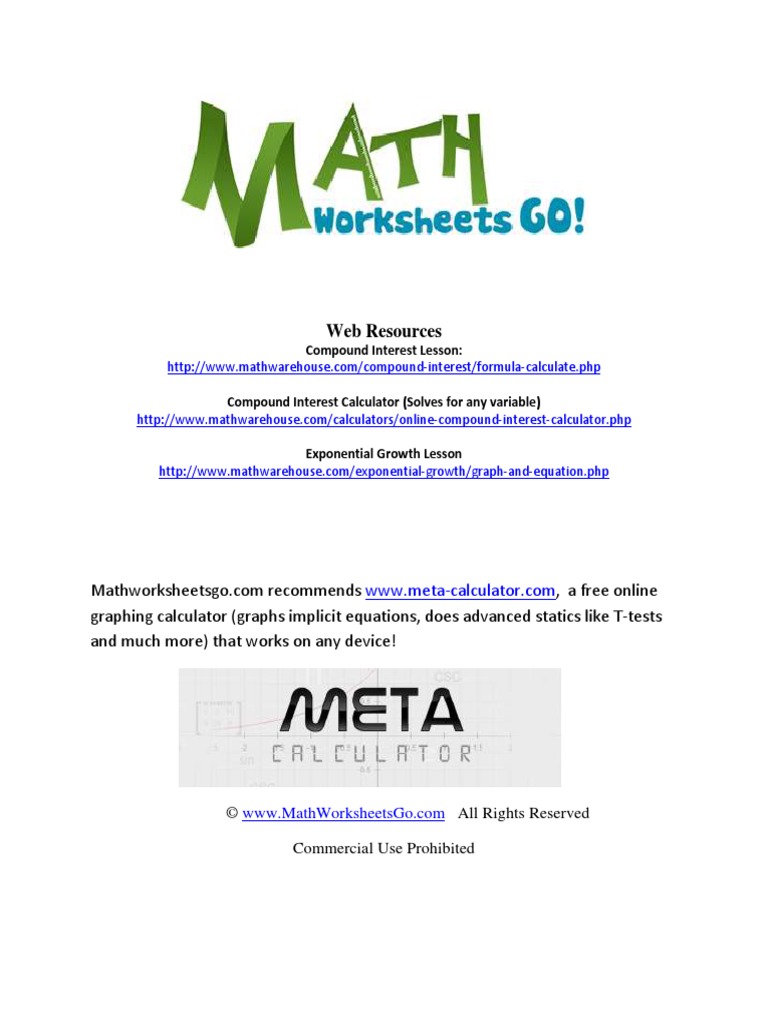 Compound Interest Worksheet Easy Medium 1 | PDF | Compound Interest ...
