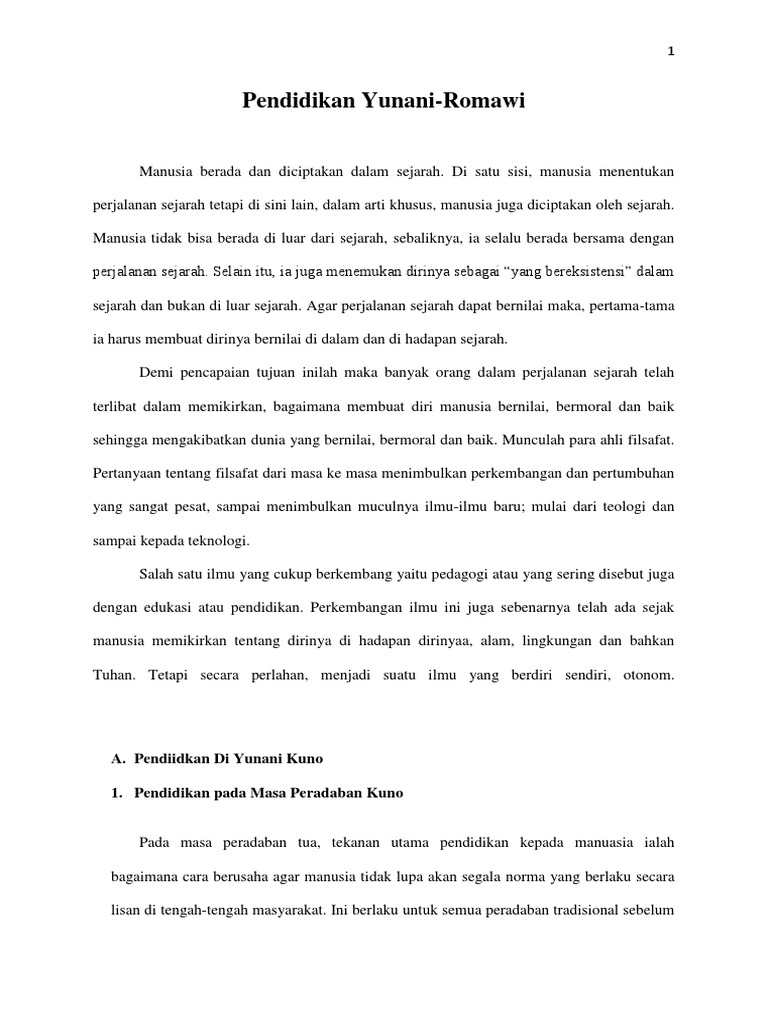 Pendidikan Kuno: Yunani dan Romawi | PDF