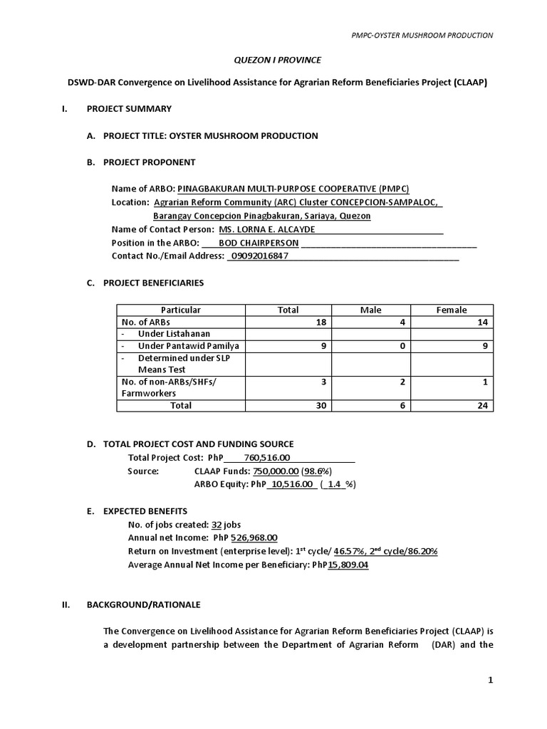 Oyster Mushroom Production | PDF | Return On Investment | Agriculture