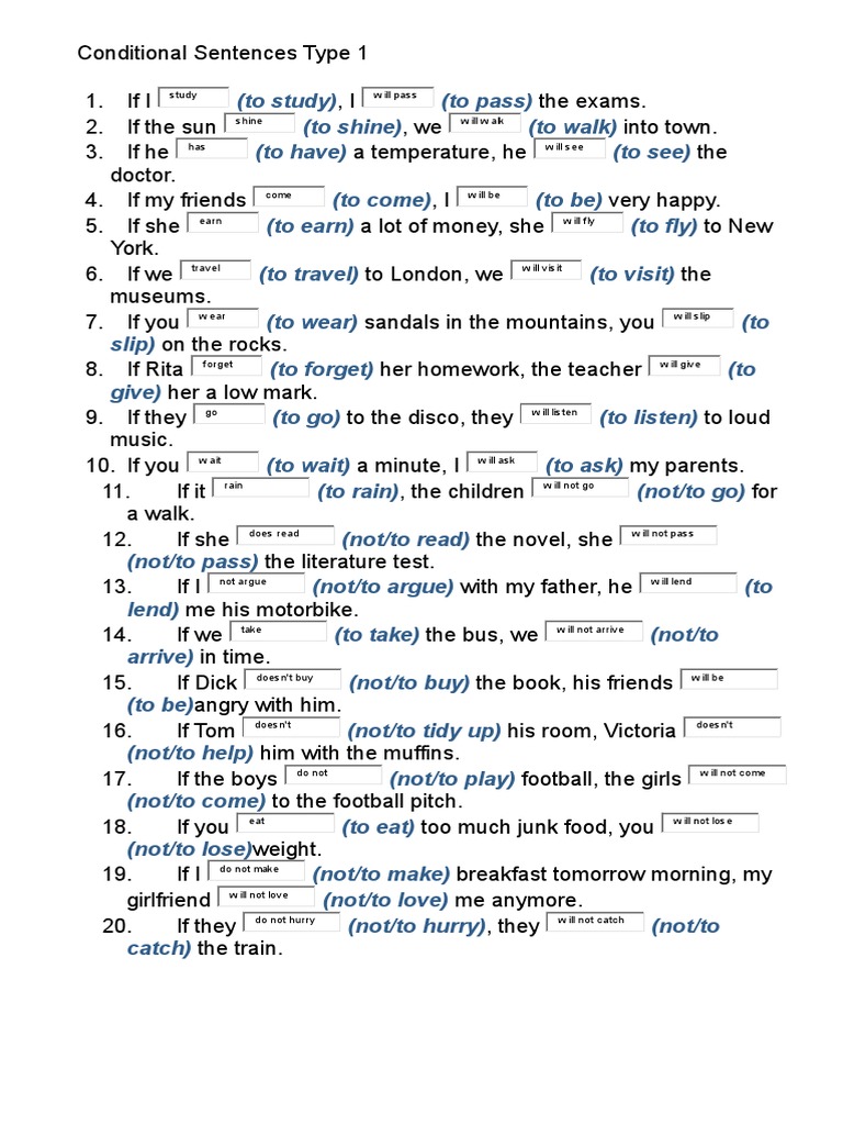 Conditional Sentences Type 1 | PDF
