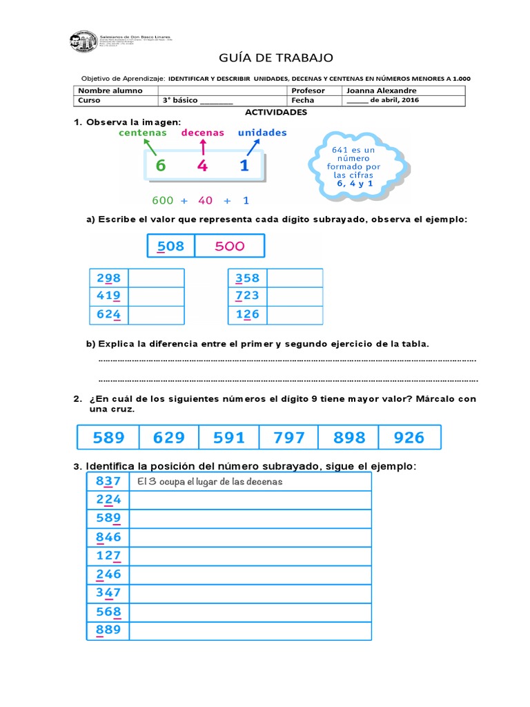 Guía de Comparación de Números 3 - Básico | PDF