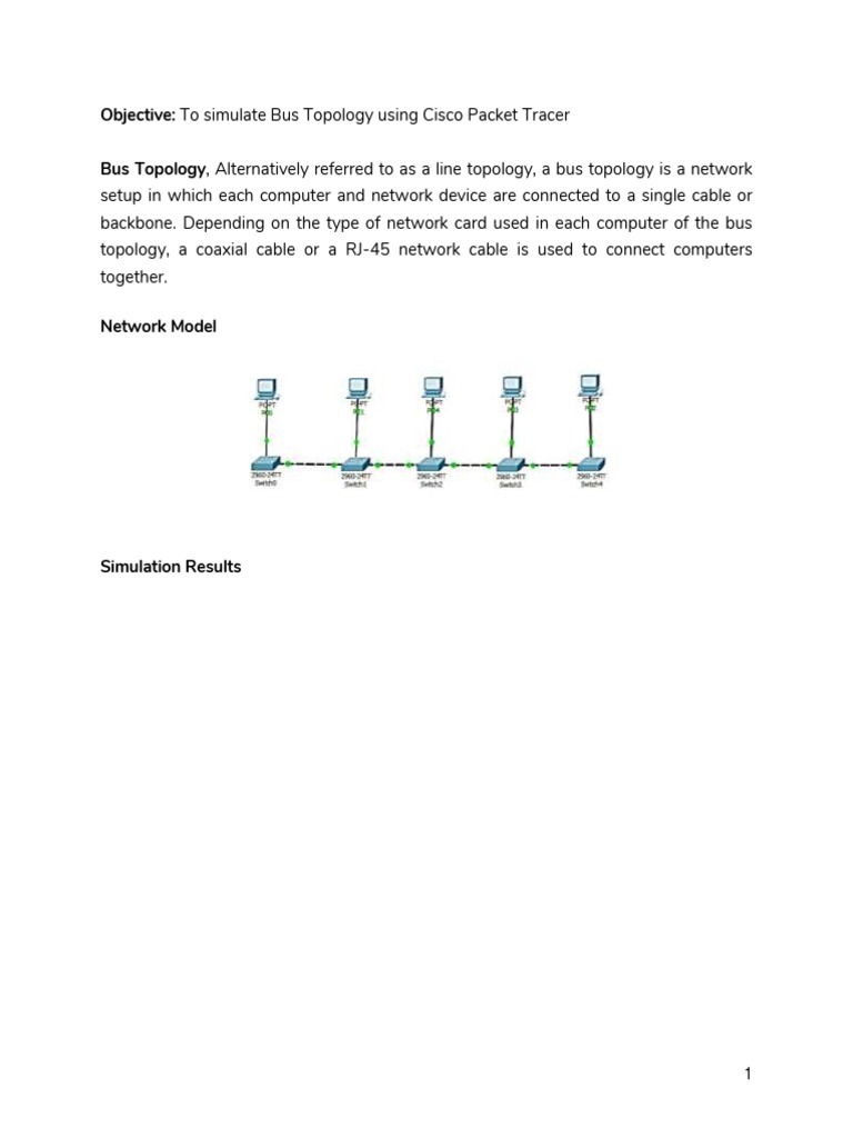 Bus Topology In Cisco Packet Tracer