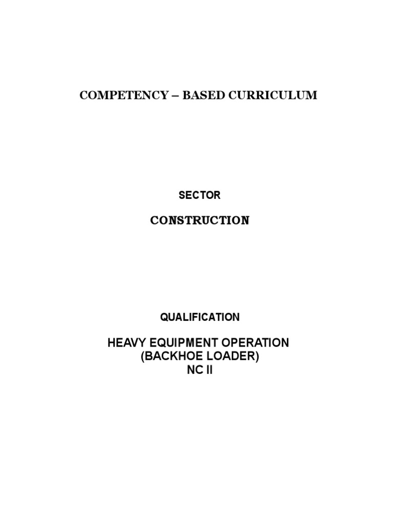 CBC HEO (Backhoe Loader) NC II | PDF | Educational Assessment ...