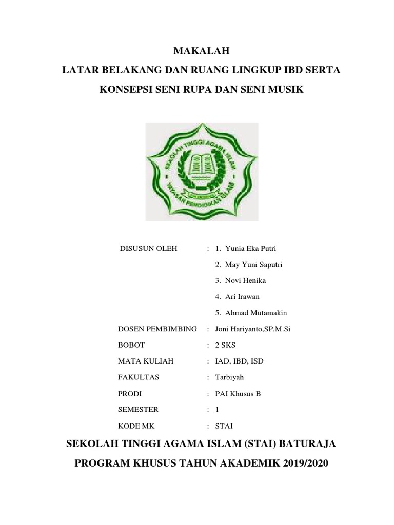 Latar Belakang Dan Ruang Lingkup Ibd Serta Konsepsi Seni Rupa Dan Seni ...