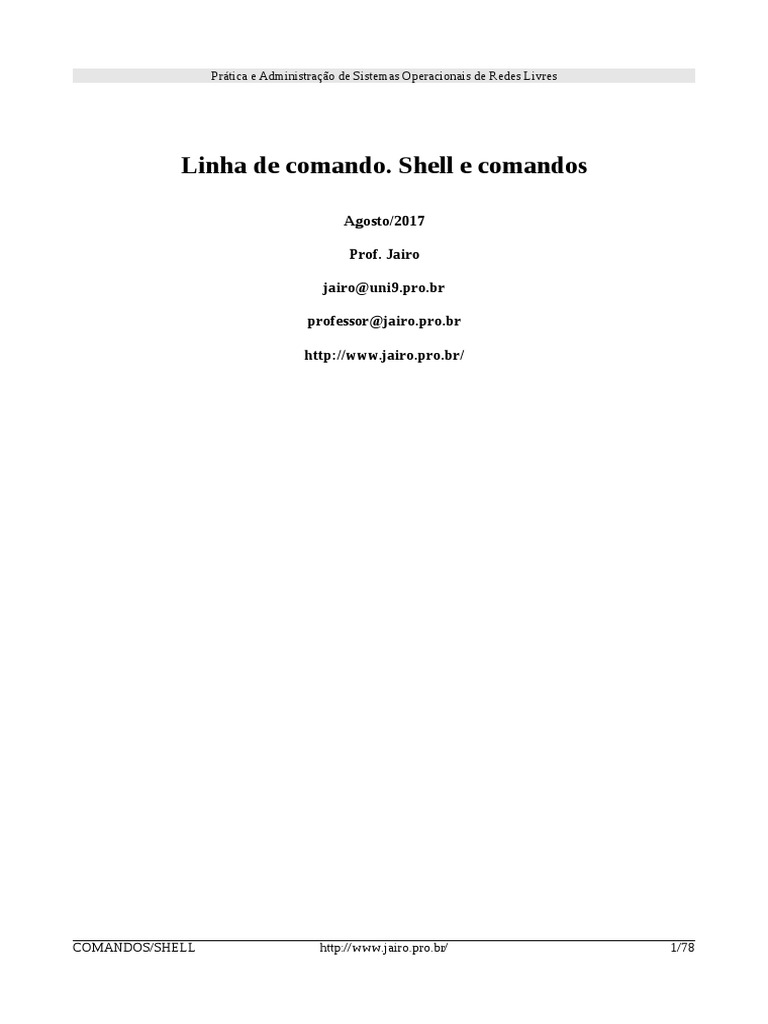 Comandos Shell | PDF | Shell (informática) | Inicialização (informática)