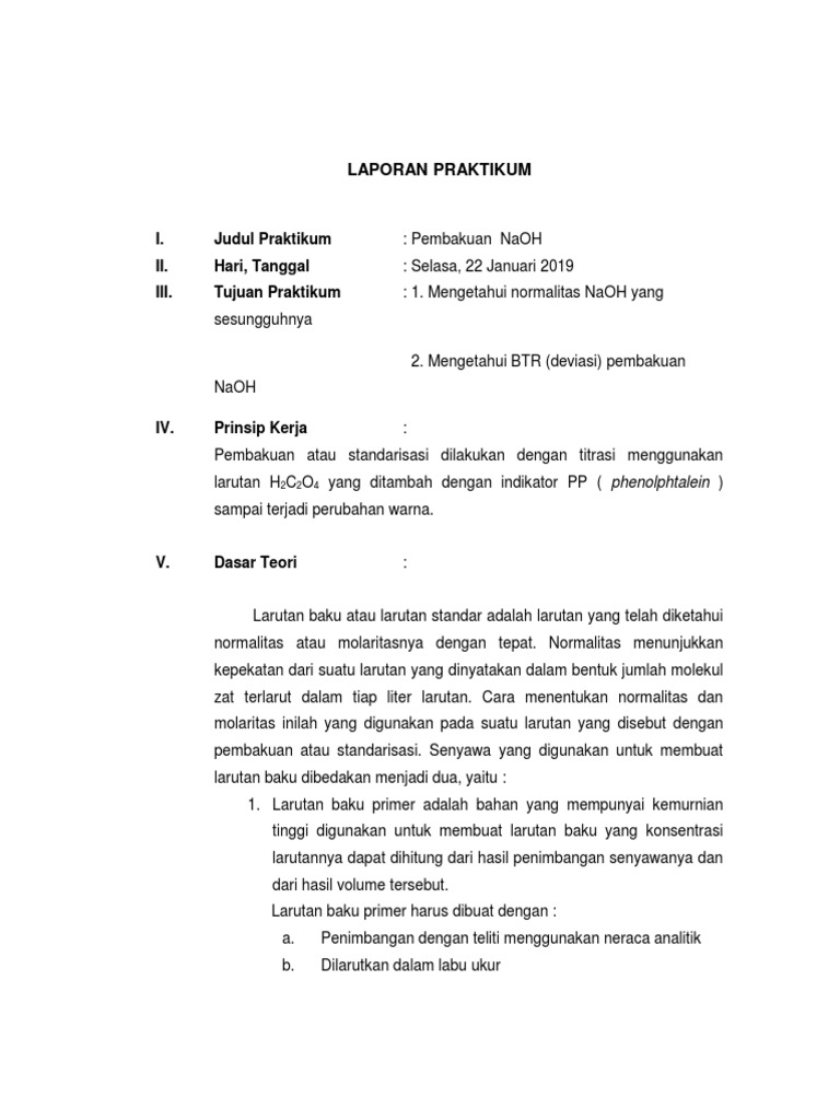 Laporan Uprak Naoh | PDF