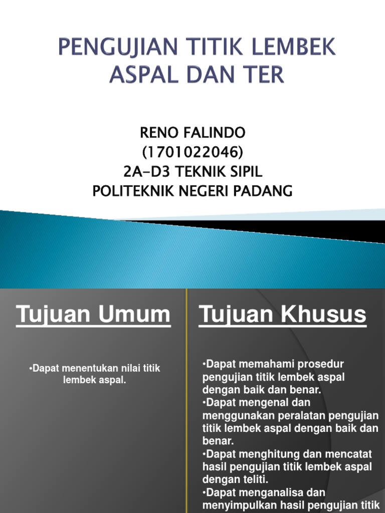 Presentasi Pengujian Titik Lembek Aspal Dan Ter | PDF