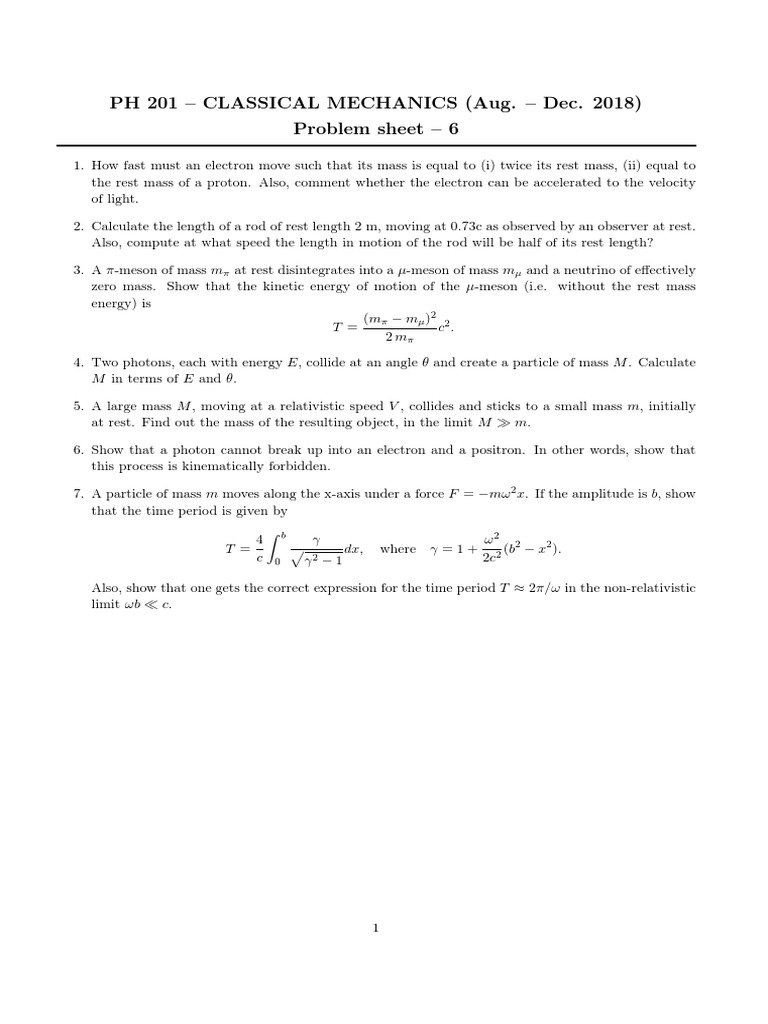 CM Problem Sheet 6 | PDF
