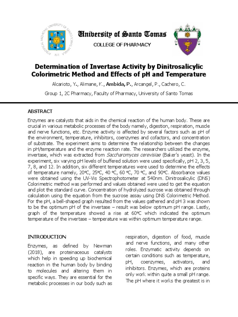 Determination of Invertase Activity by DNS Colorimetric Method and ...