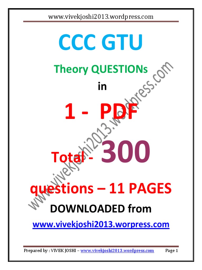 GTU CCC Theory Questions PDF Download | PDF