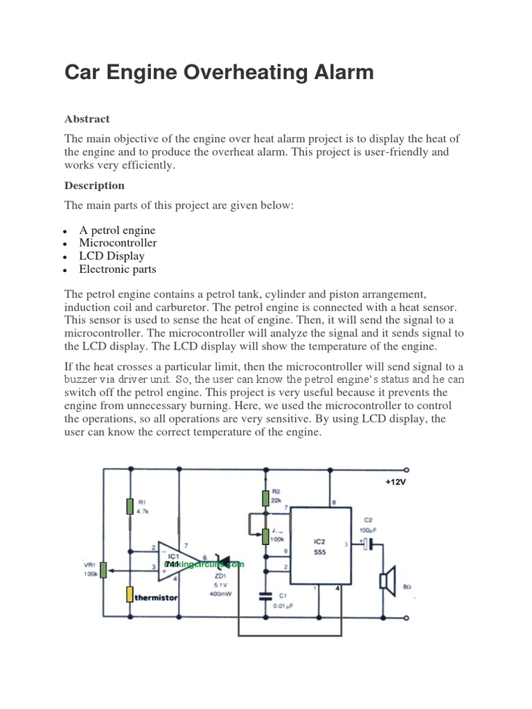 Car Engine Overheating Alarm Synopsis | PDF | Electricity ...