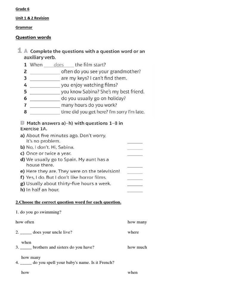 Revision Unit 1 2 | PDF