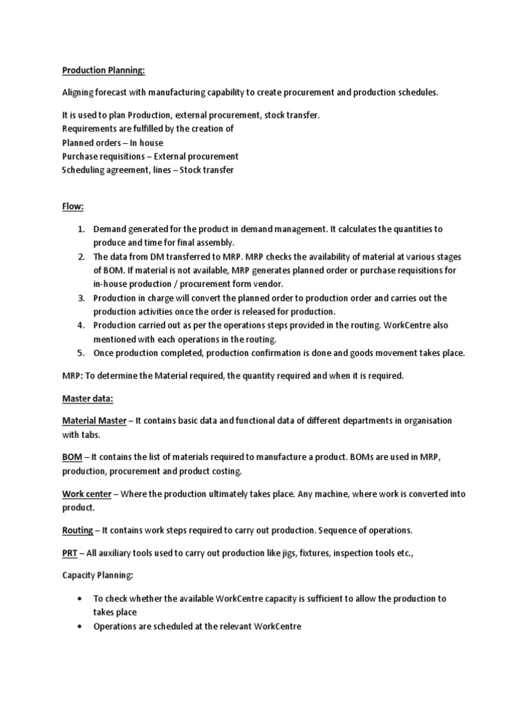 Production Planning Overview | PDF | Procurement | Business Process