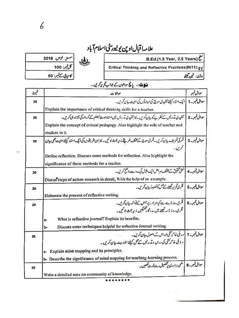 B.ed Old Papers | PDF