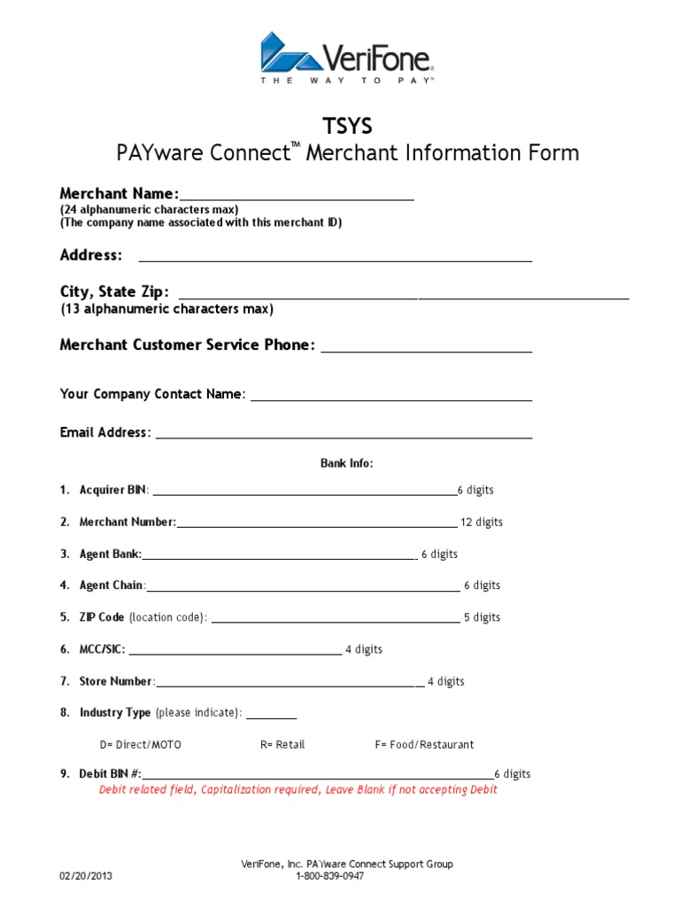 TSYS - Processor Worksheet | PDF | Debit Card | Financial Technology
