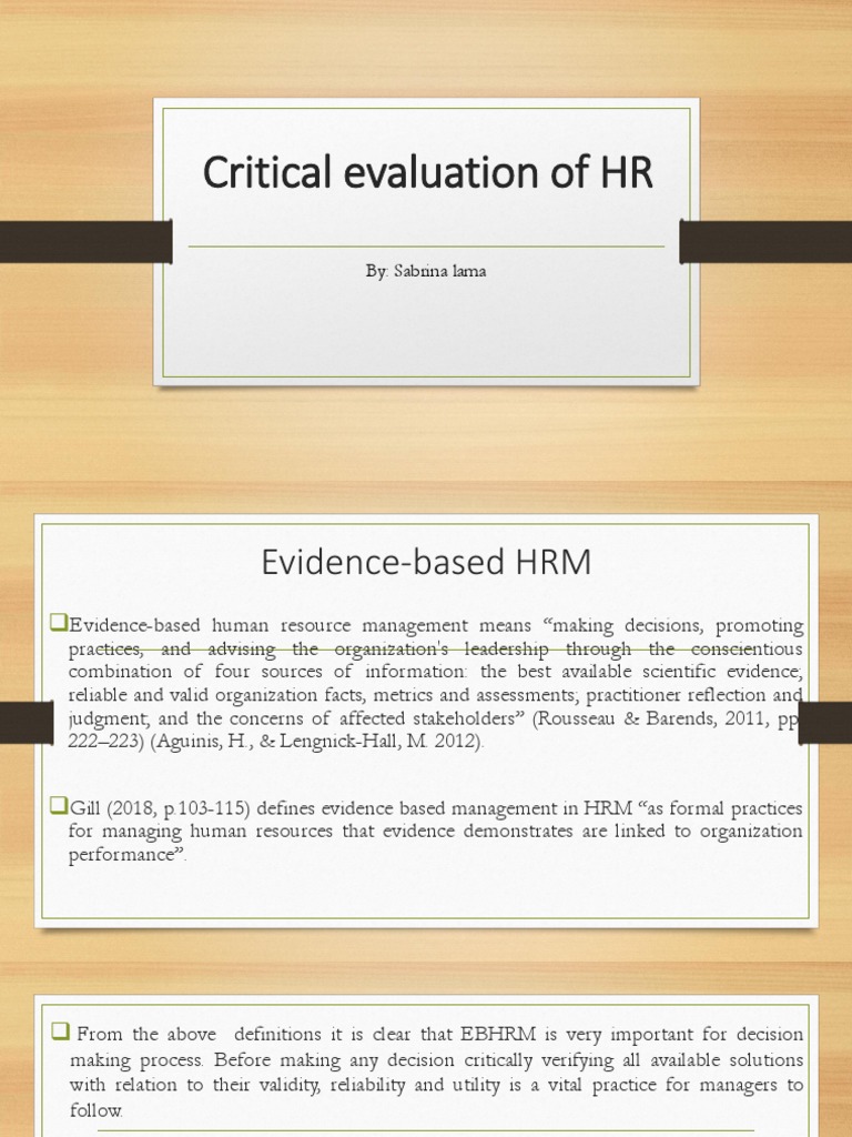 Presentation HRM | PDF | Evidence Based Medicine | Human Resource ...