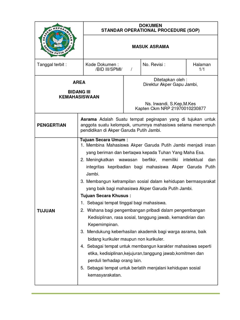 Sop Asrama | PDF