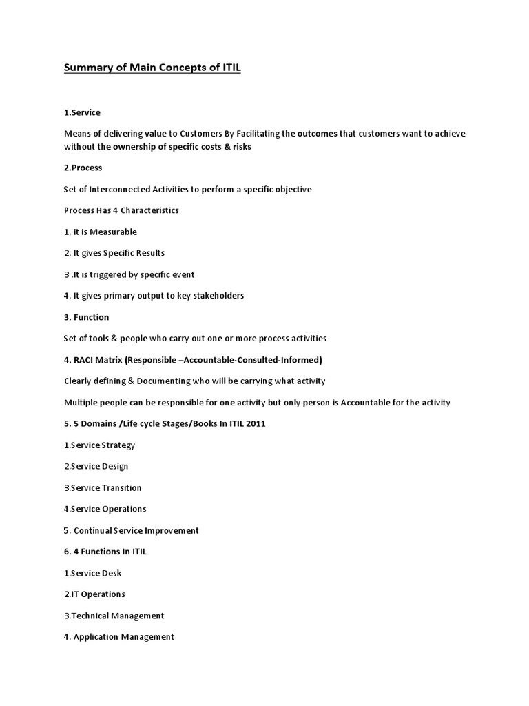 Important Concepts ITIL v1 | PDF | Itil | Service Level Agreement