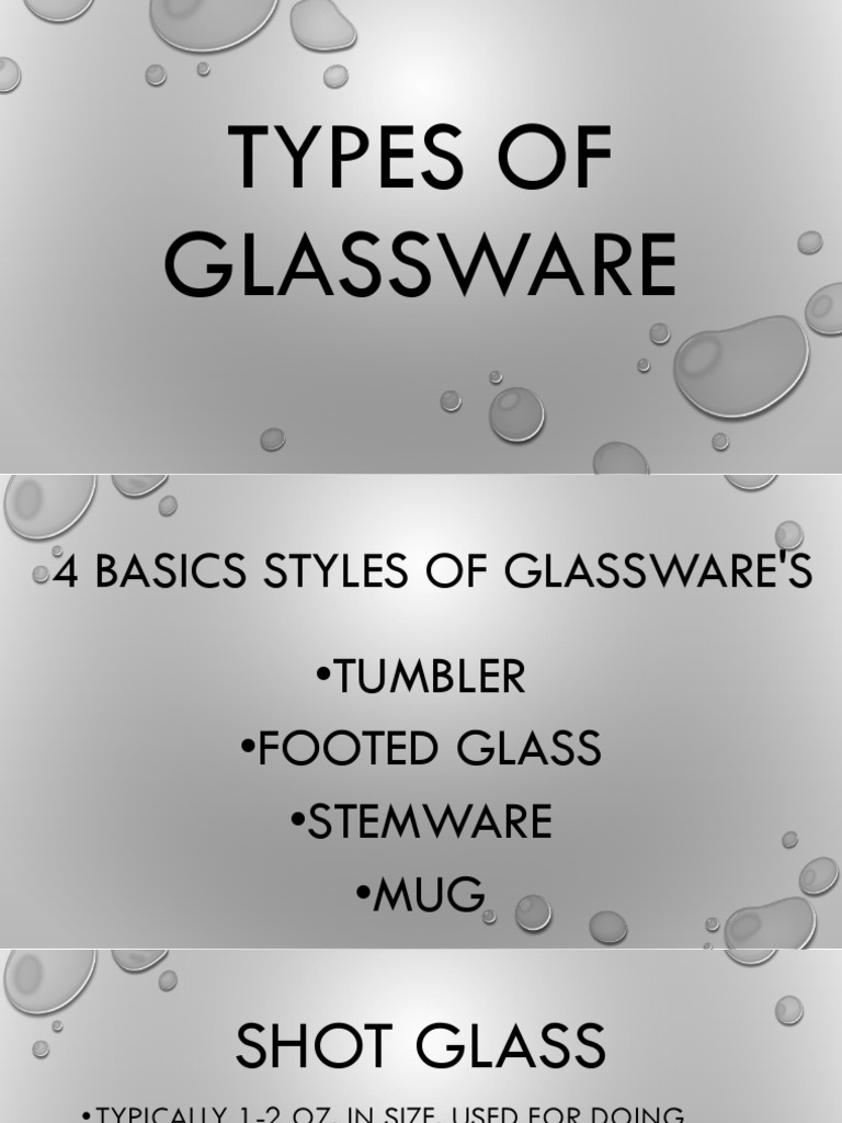 Types of Glassware and Their Uses | PDF | Distilled Drinks | Wine