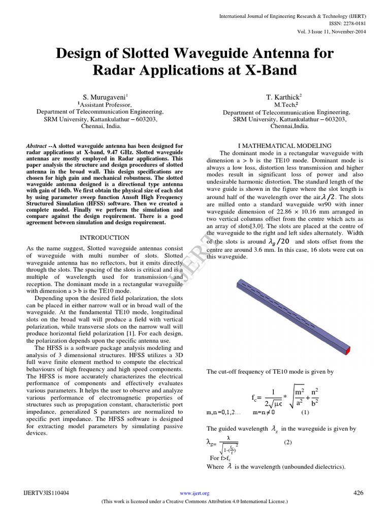 Design of Slotted Waveguide Antenna For Radar Applications at X Band Using Matlab | Download ...