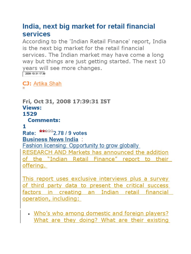 Retail Fs Market | PDF