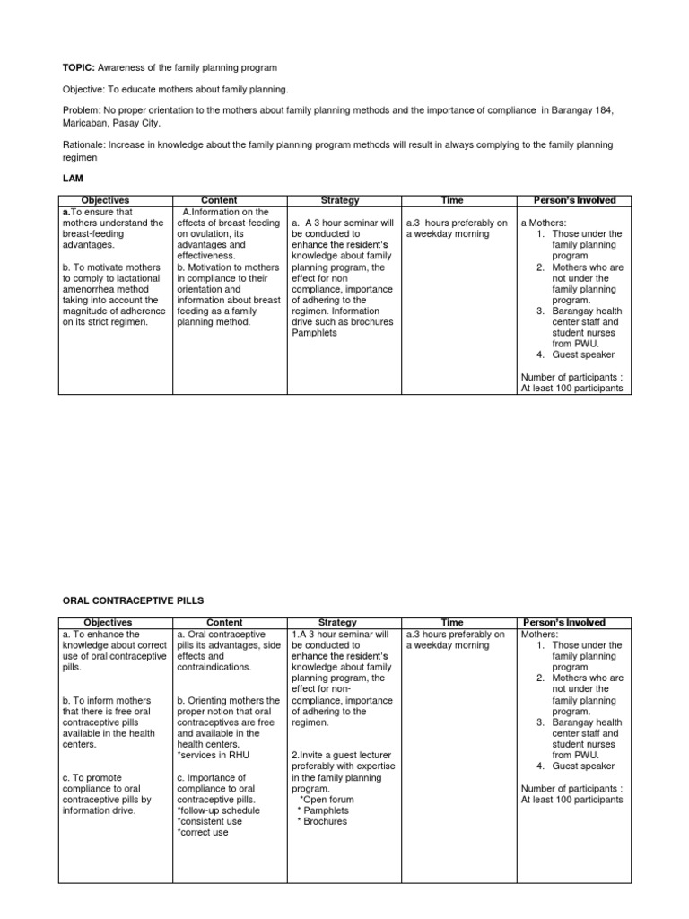 Action Plan | PDF | Family Planning | Birth Control