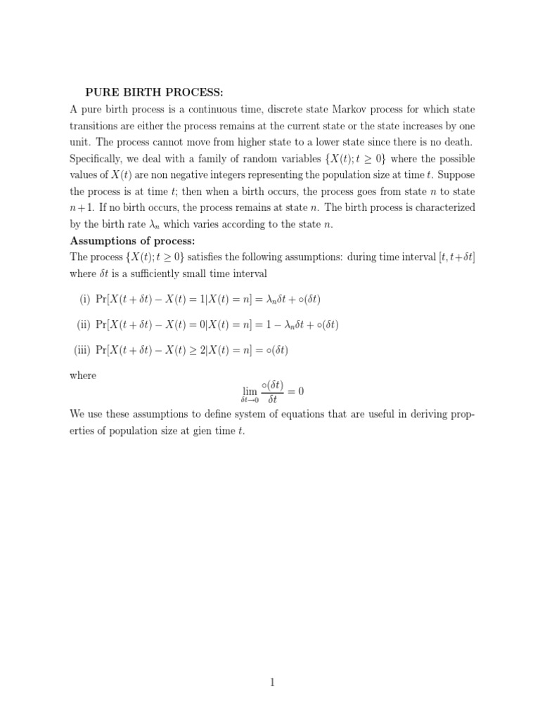 Pure Birth Processes | PDF | Statistical Theory | Teaching Mathematics