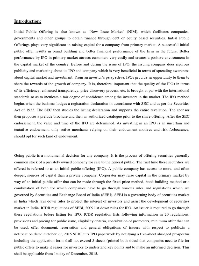 Ipo Document | PDF | Initial Public Offering | Public Company