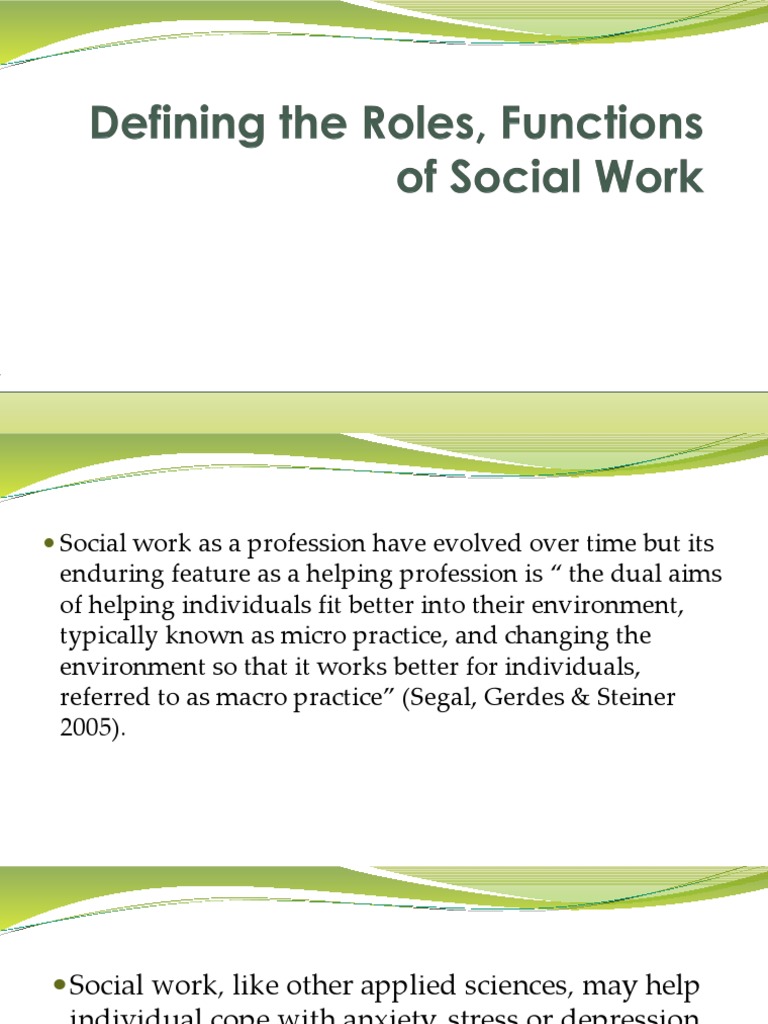 Defining The Roles, Functions of Social Work | PDF | Social Work ...