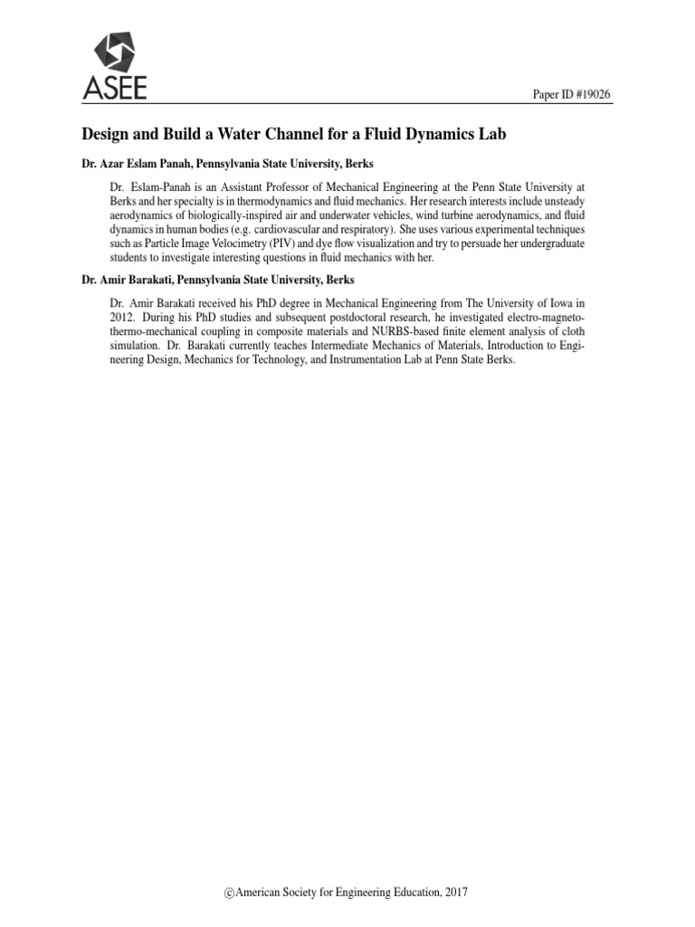 Water Channel Design for Fluid Dynamics Lab | PDF | Fluid Dynamics ...