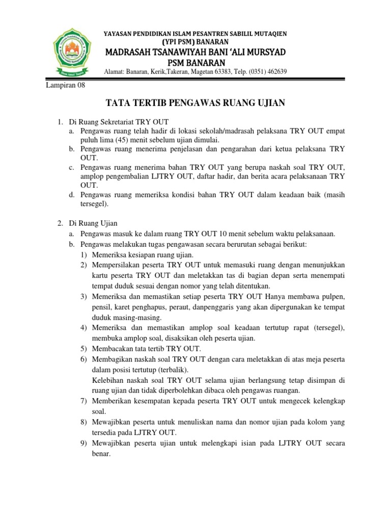 Tata Tertib Pengawas Uas | PDF
