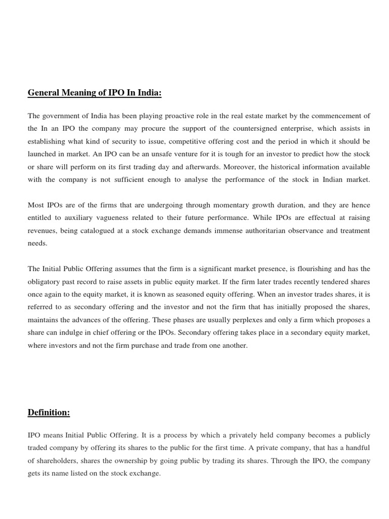 Ipo | PDF | Initial Public Offering | Public Company