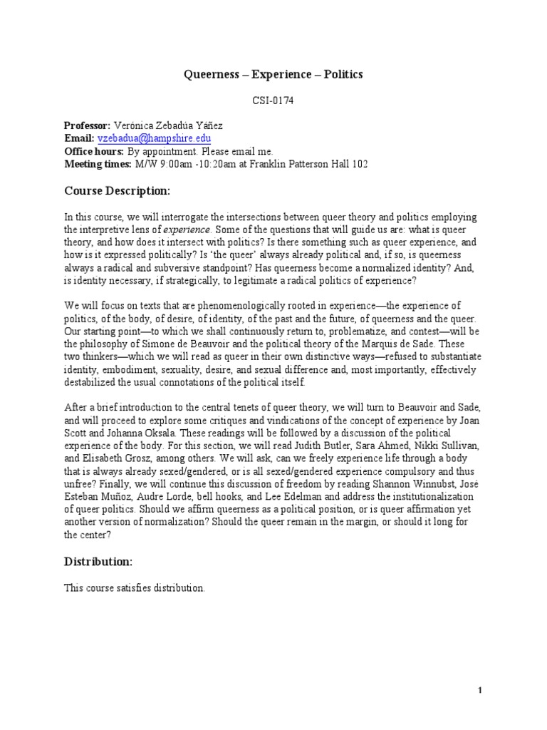 Queering Experience: An Intersectional Exploration of Embodiment ...