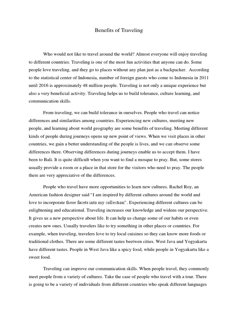 Final Essay About Travelling | PDF | Psychological Concepts | Cognition