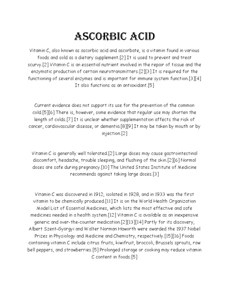 Ascorbic Acid | PDF