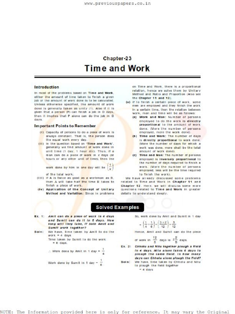 Time and Work | PDF