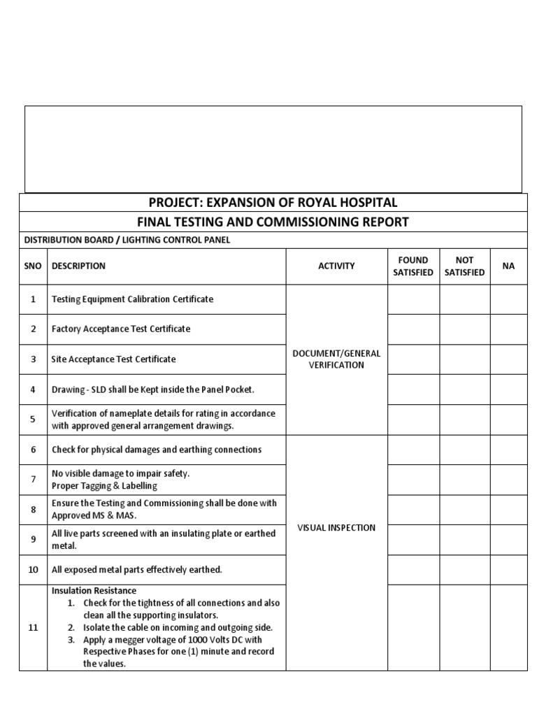Electrical SMDB Check List | PDF | Switch | Insulator (Electricity)