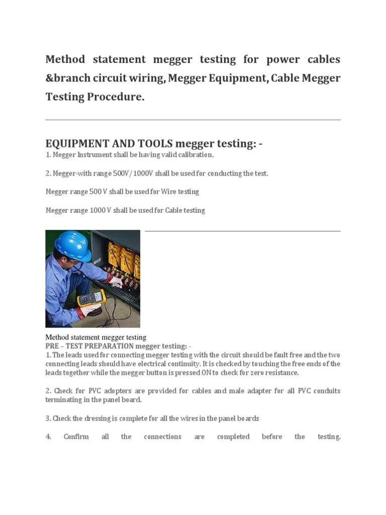 Electrical Cables, DB Method Statements | PDF | Electric Power ...